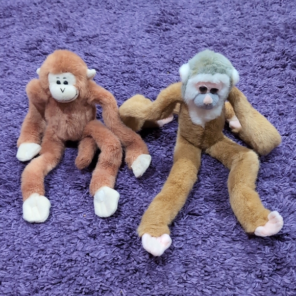 Toys | Plush Monkey Toy Bundle Brown And Tan With Velcro Hands | Poshmark